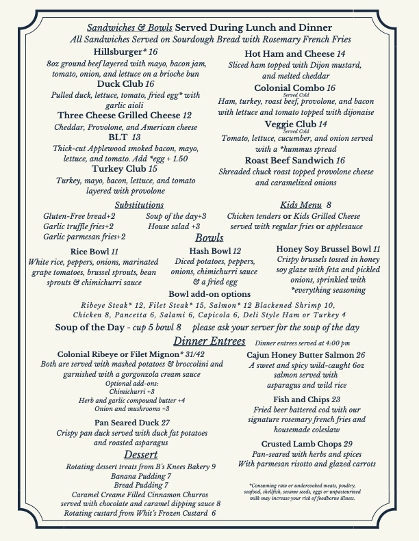 Dining At The Inn - The Colonial Inn